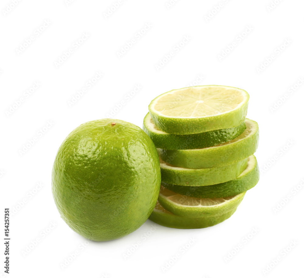 Pile of multiple lime slices isolated Stock Photo | Adobe Stock