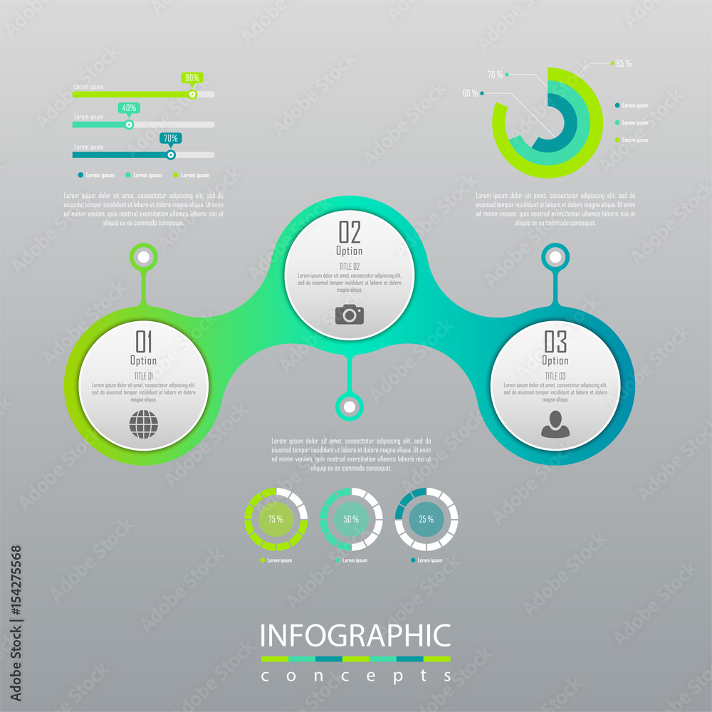Infographic timeline template with 3 options, parts, steps can be used ...
