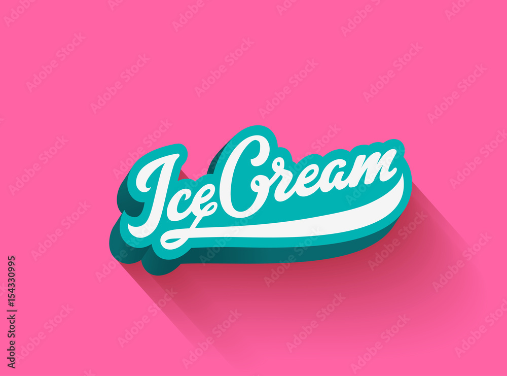 Ice Cream text 3D Vector Lettering poster design template Stock Vector ...