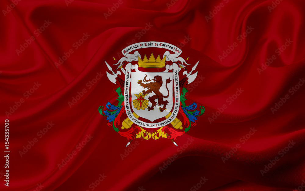 Flag of Caracas, Venezuela, with waving fabric texture Stock ...