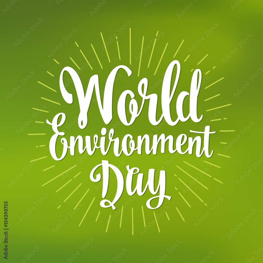 World environment day hand lettering. Vector black and green ...