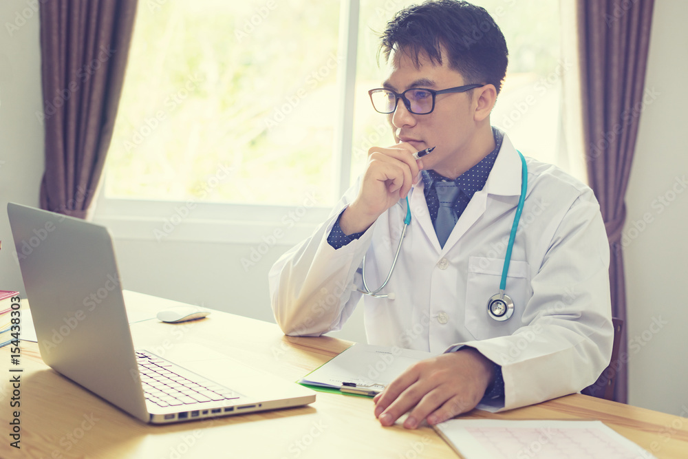 doctor working with computer in office,Health Check with digital system ...