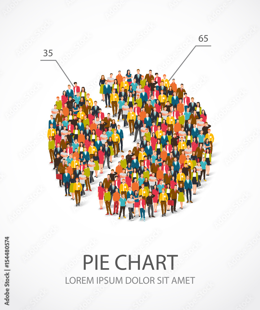 People are standing in a round chart Stock Vector | Adobe Stock