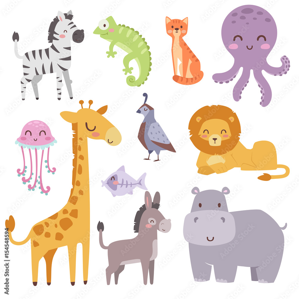 Cute Cartoon Zoo Animals