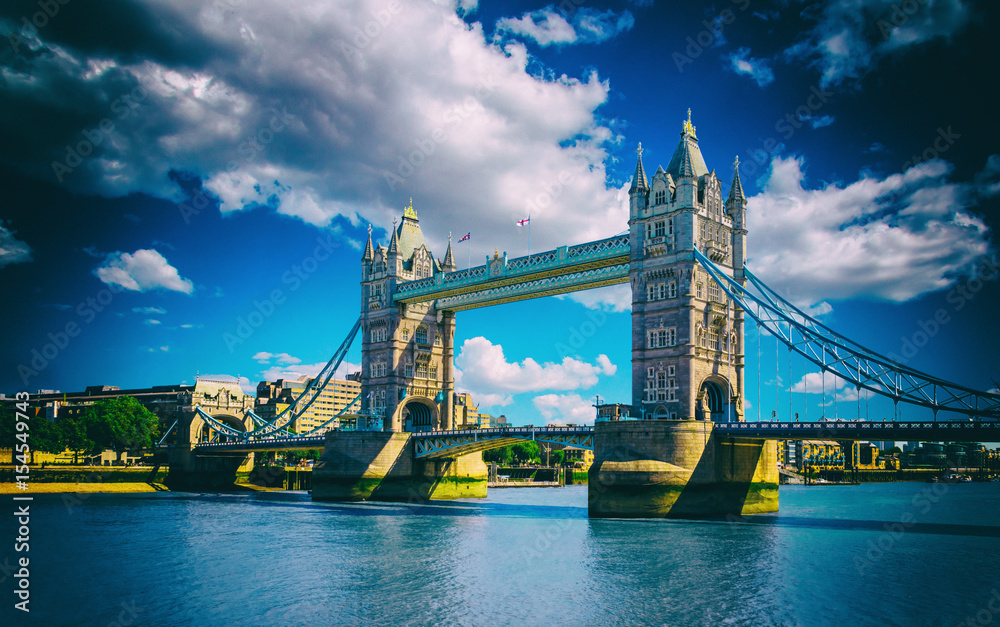 Tower Bridge in London, UK. The bridge is one of the most famous ...
