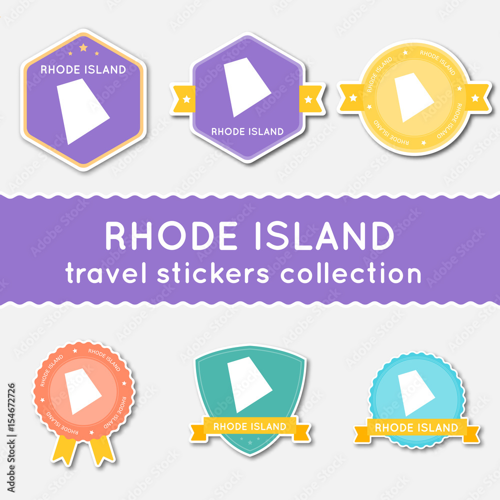 Vecteur Stock Rhode Island travel stickers collection. Big set of ...