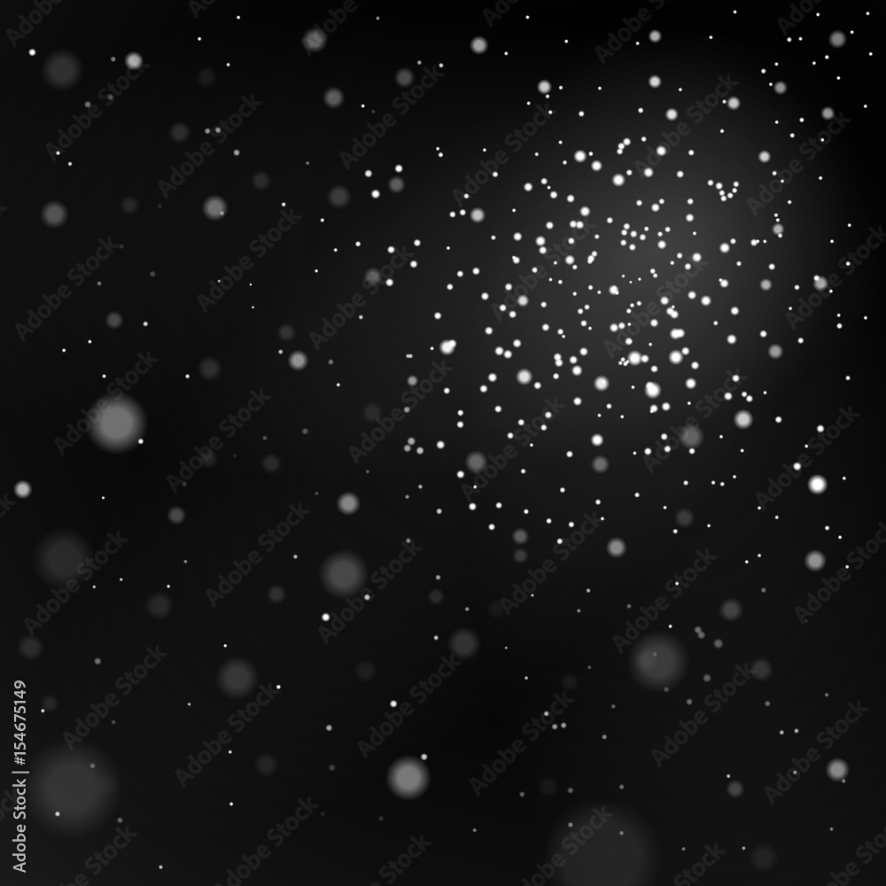 Silver stars black night sky background. Abstract bokeh glowing space ...
