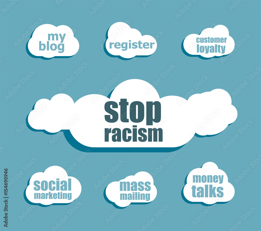 Text stop racism. Social concept . Design with abstract speech bubble ...