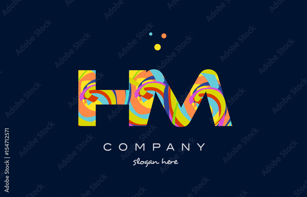 hm h m colorful alphabet letter logo icon template vector Stock Vector ...