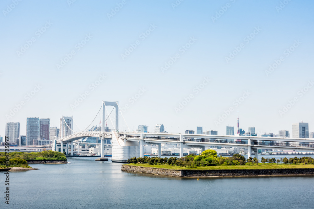The famous rainbow bridge of Odaiba Tokyo bay Stock Photo | Adobe Stock