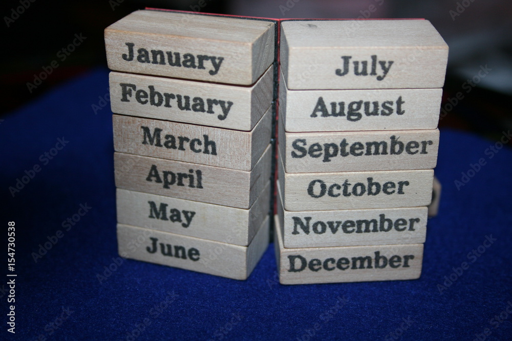 months of the year blue background Stock Photo | Adobe Stock