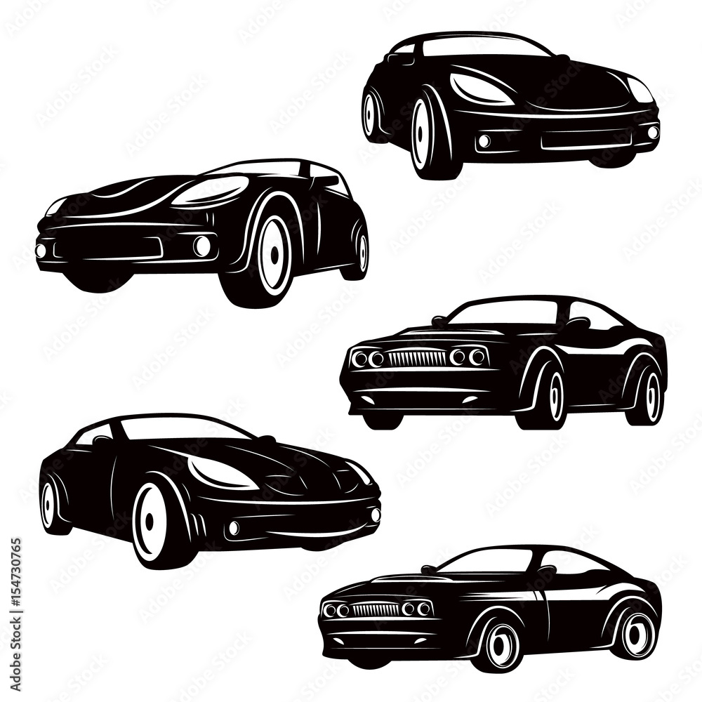 Set of cars icons isolated on white background. Design elements for ...