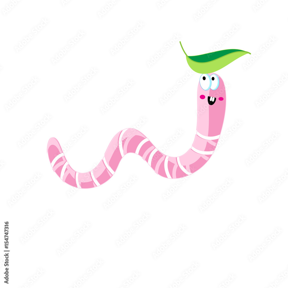 Vector сartoon icon of pink worm Stock Vector | Adobe Stock