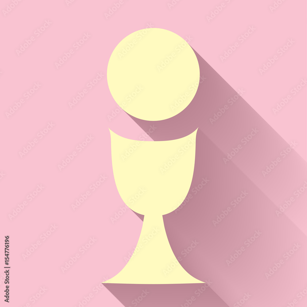 Eucharist symbol with chalice and host, first communion flat design ...