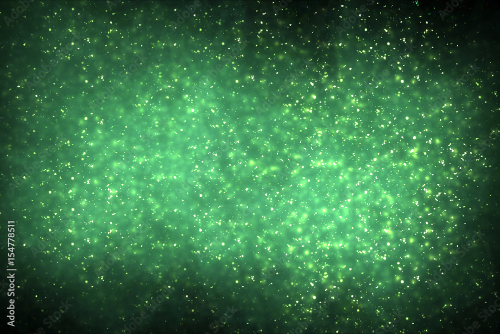 Green abstract shimmering sparkles or glitter lights. Festive ...