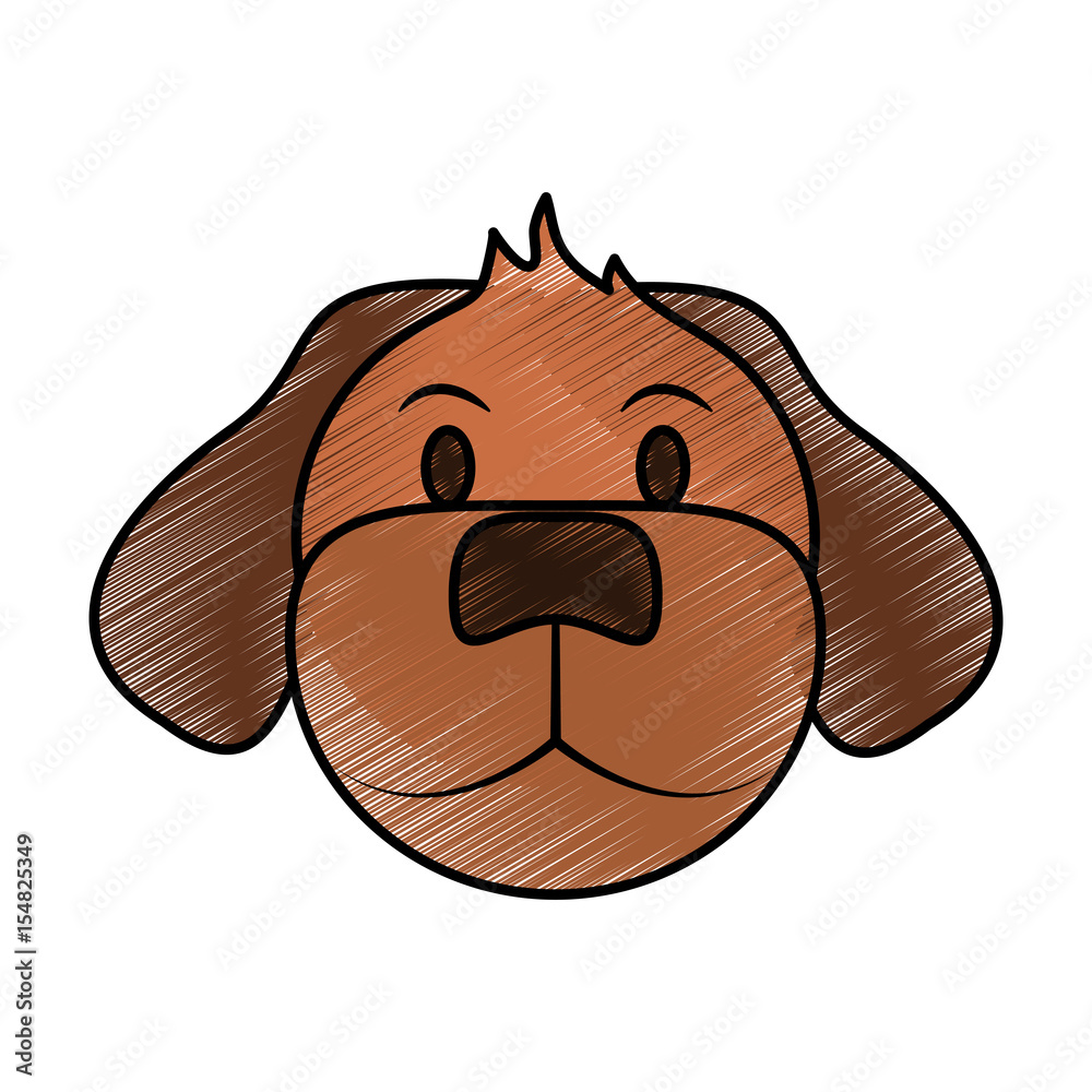 Vecteur Stock color pencil cartoon front view face dog animal vector ...