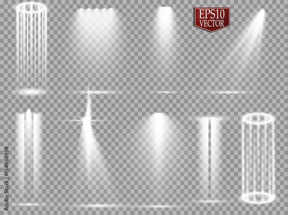 Vector light sources, concert lighting, stage spotlights set. Concert ...