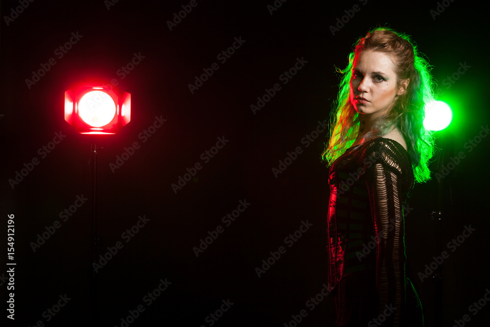 Photo & Art Print Attractive cosplay model in corset in studio photo ...