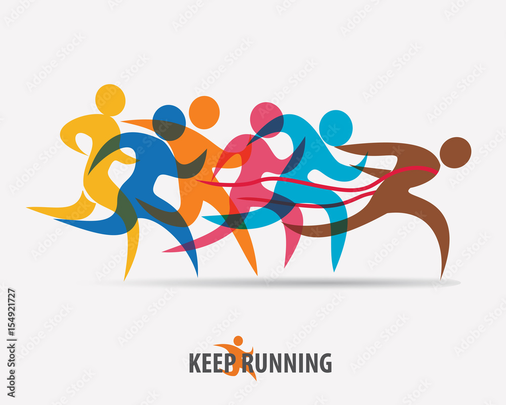 running people set of symbols, competition and finish Stock Vector ...