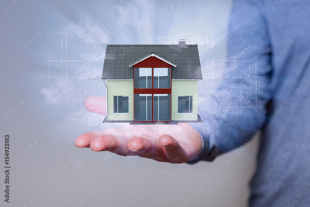 Human Hand House Building Circuit Diagram Stock Photo | Adobe Stock