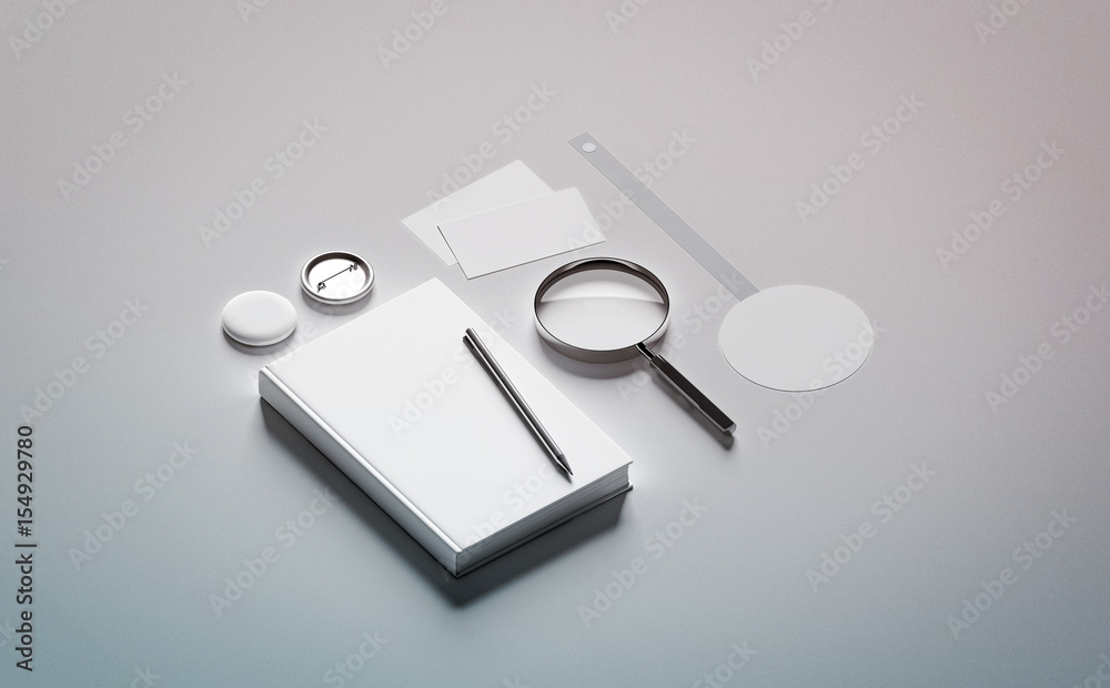 Book presentation design mock up elements, 3d rendering. Blank objects ...