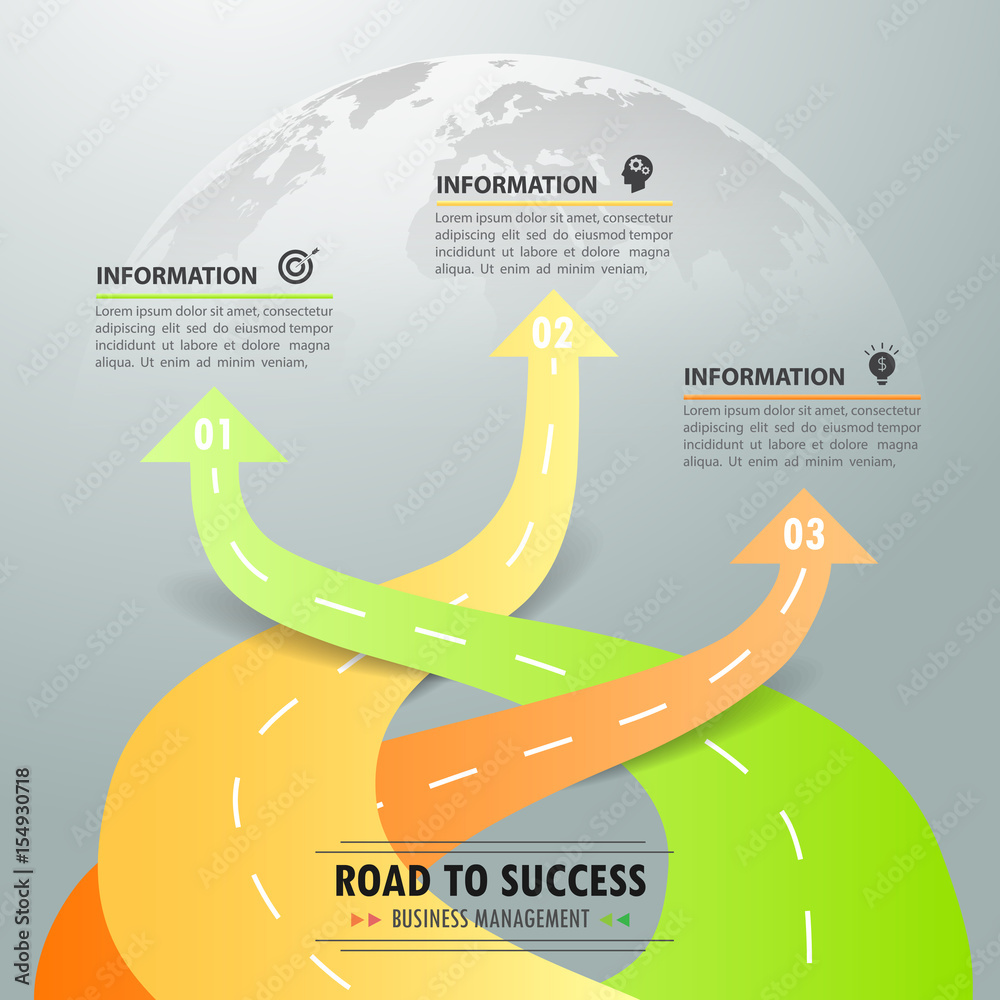 Road way infographic template 3 options. can be used for workflow ...