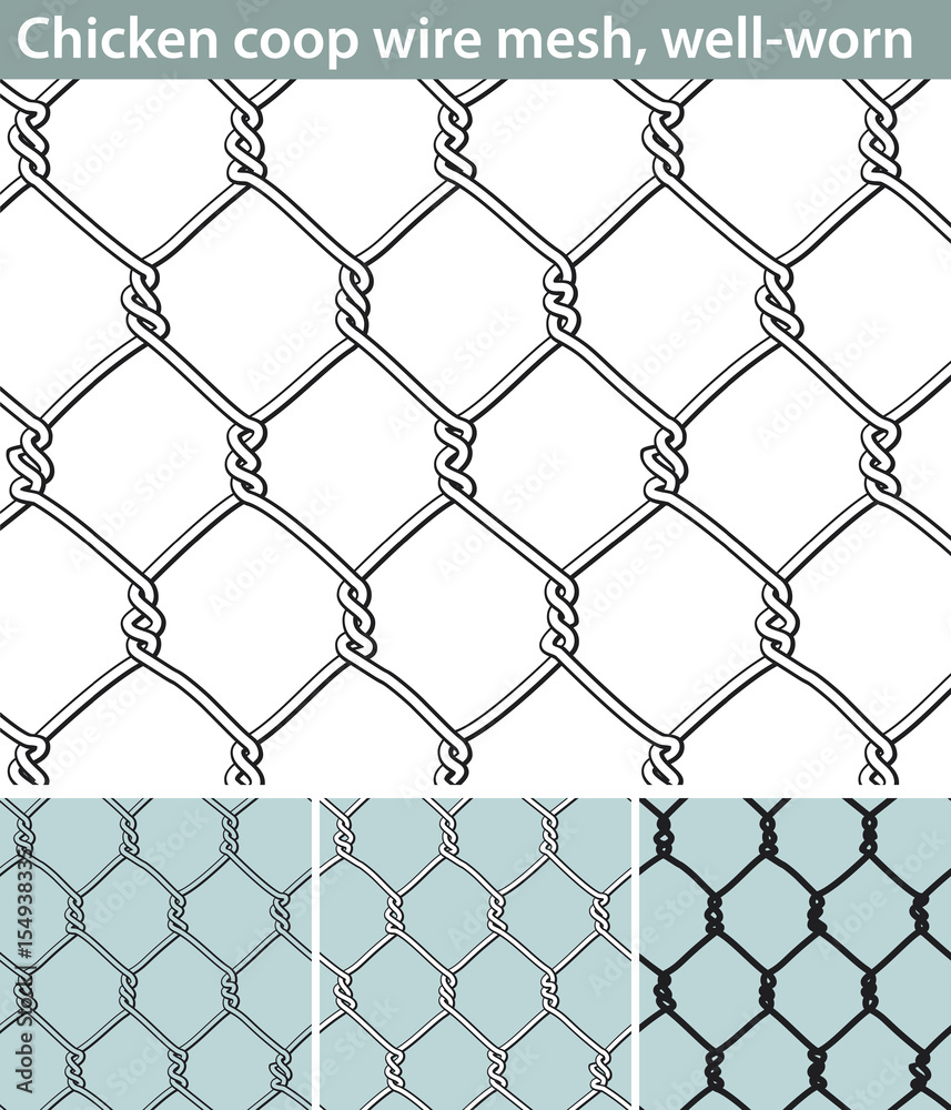 Chicken wire, well-worn. Three different versions of a seamless pattern ...