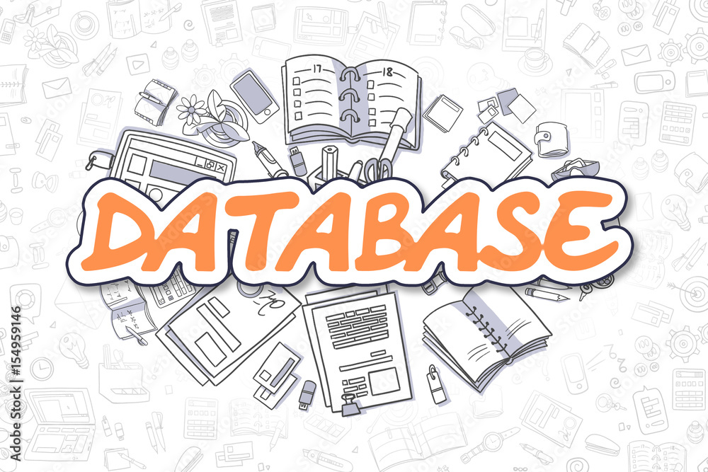 Database - Hand Drawn Business Illustration with Business Doodles ...
