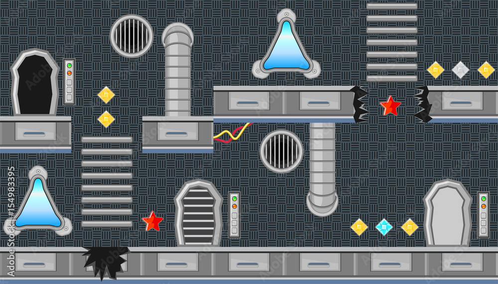 Seamless editable room with triangular windows for platform game design ...