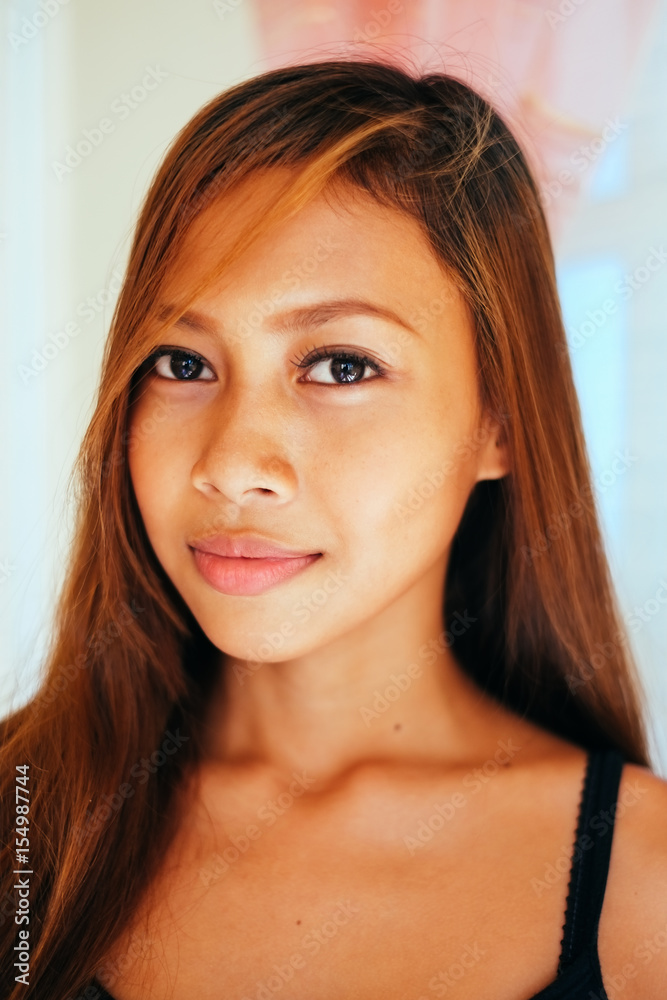 Natural portrait,Beautiful Asian girl smiling. Native Asian beauty ...