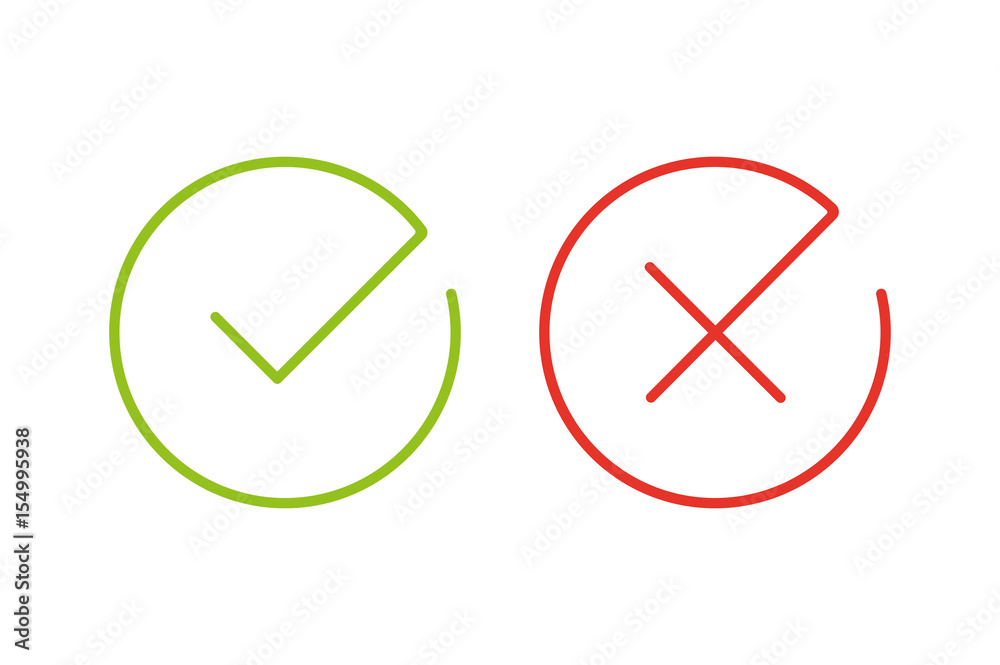 Thin line check mark icons Stock Vector | Adobe Stock