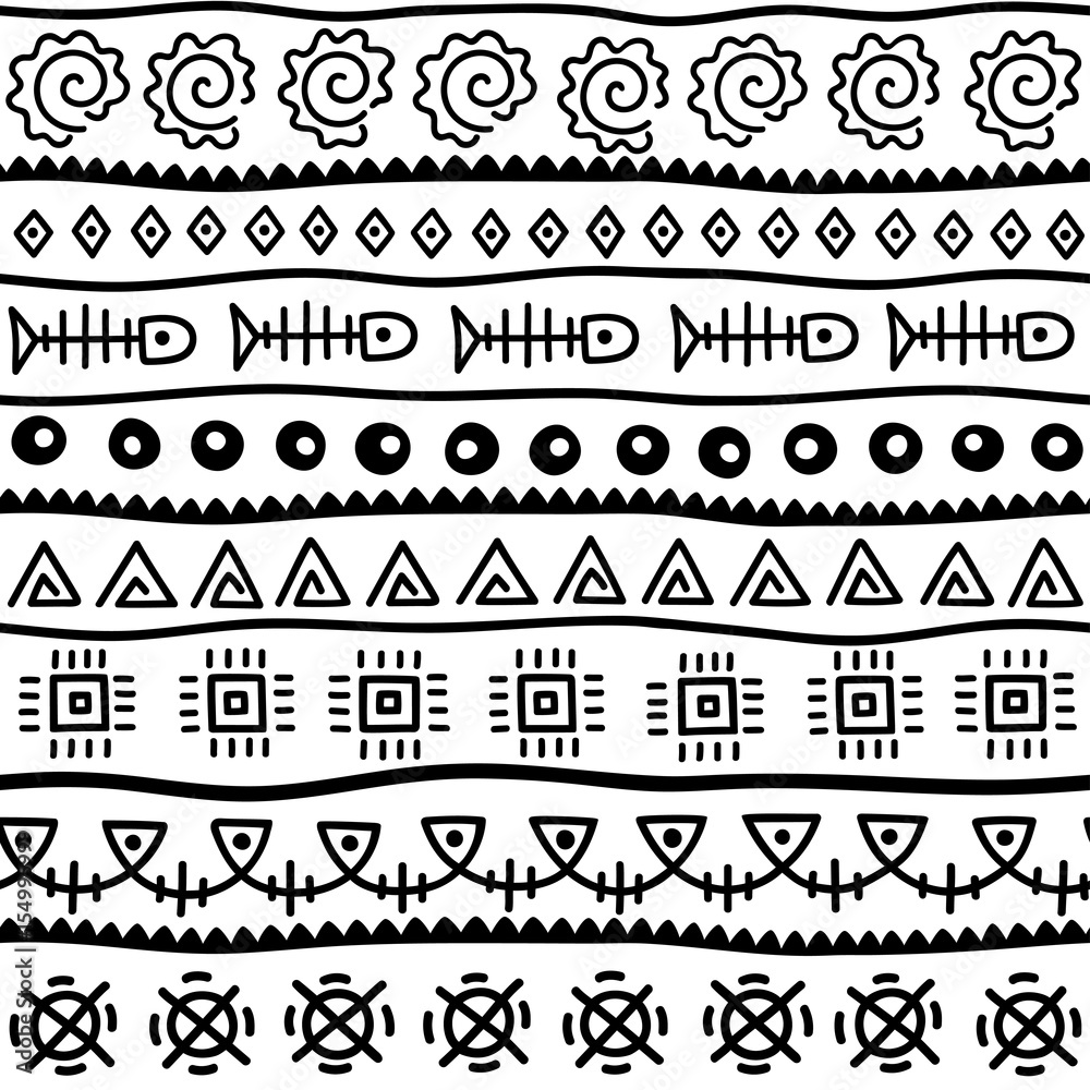 Seamless pattern in ethnic style. Ornamental element African theme. Set ...