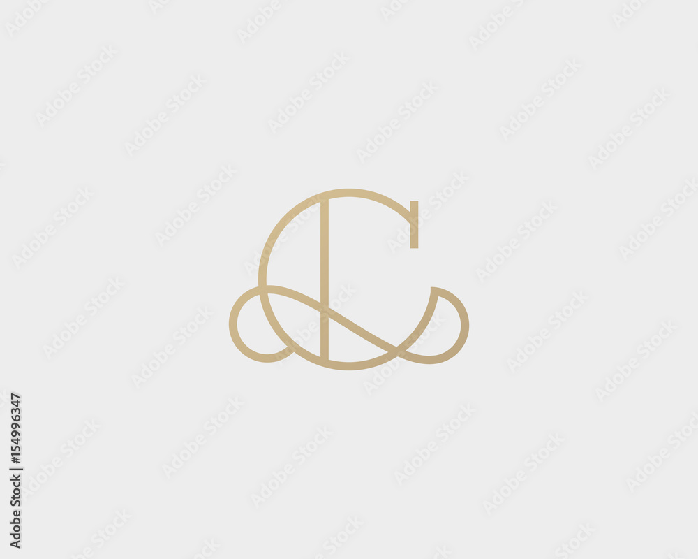 Elegant line curve vector logotype. Premium letter C logo design ...