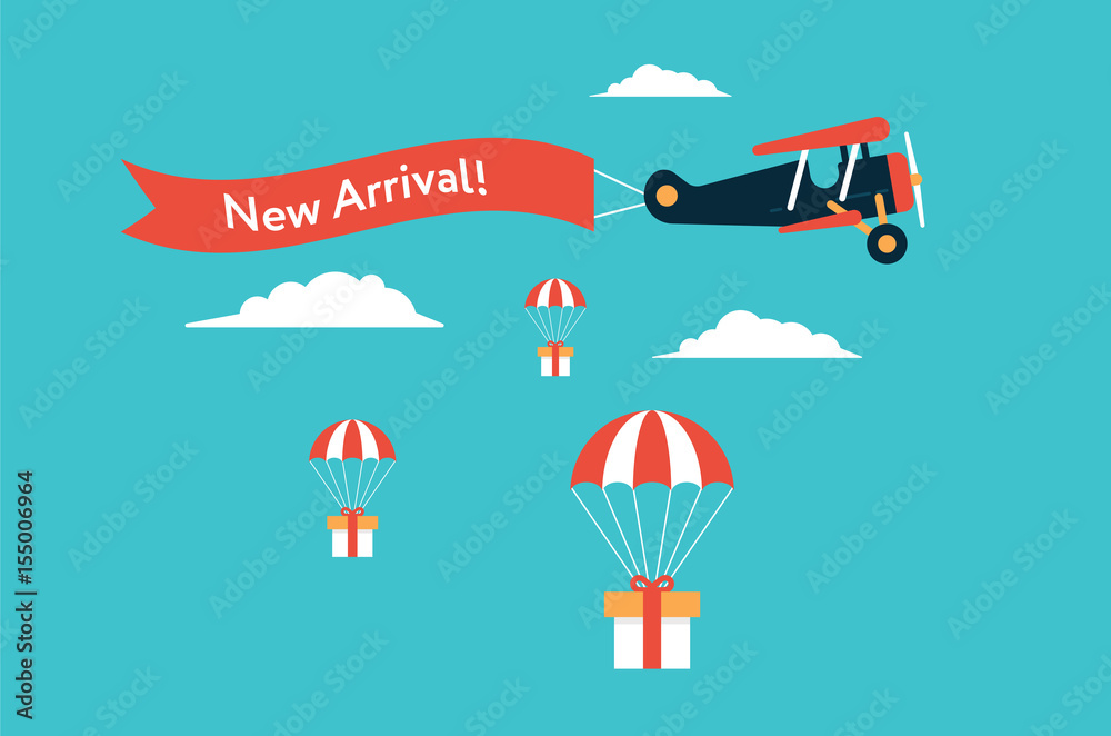 Plane-Ribbon-Flat Stock Vector | Adobe Stock