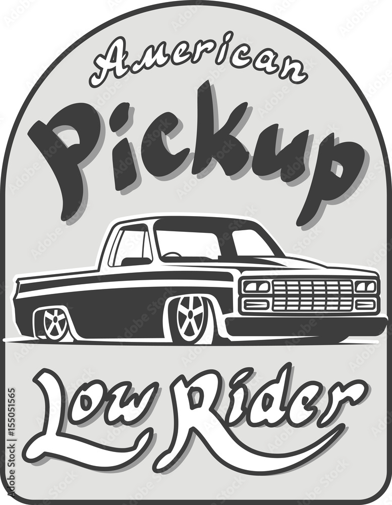 Pickup truck lowrider logo template vector illustration Stock Vector ...