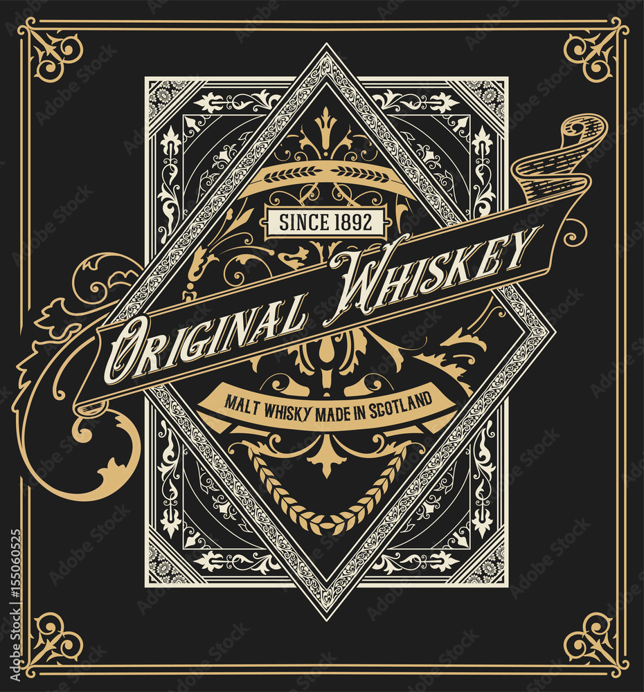 Old label design for Whiskey and Wine label, Restaurant banner, Beer ...