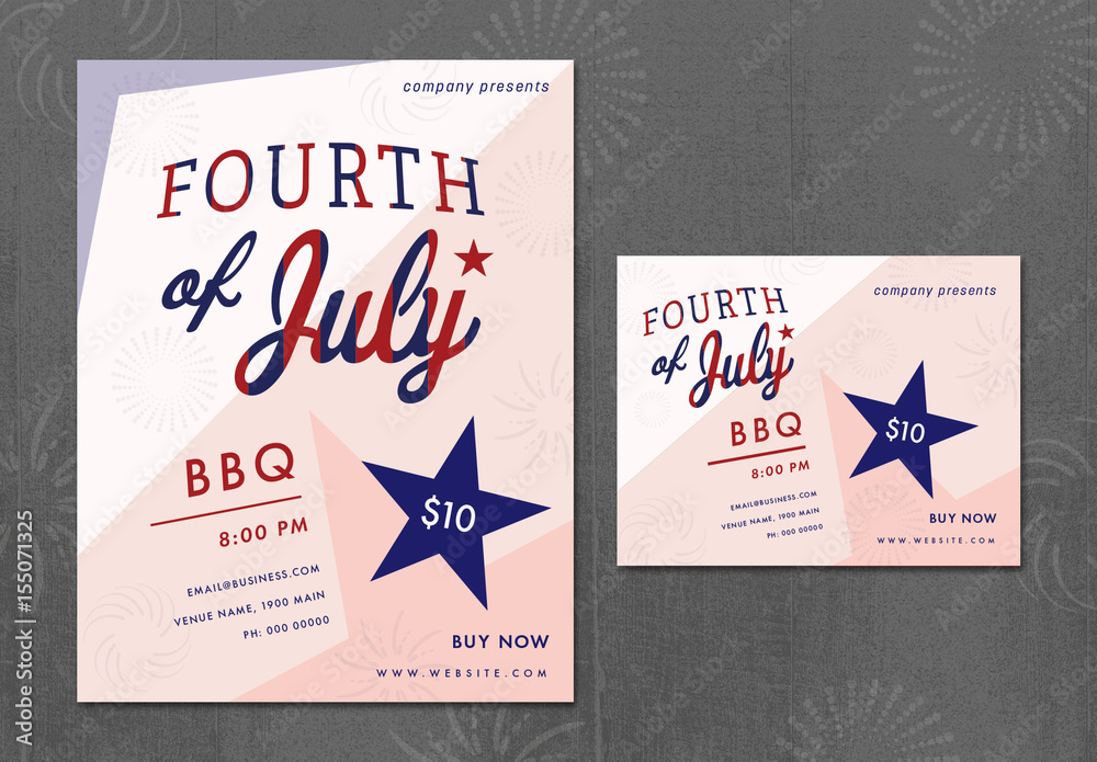 Fourth of July Poster with Events Schedule Stock Template | Adobe Stock