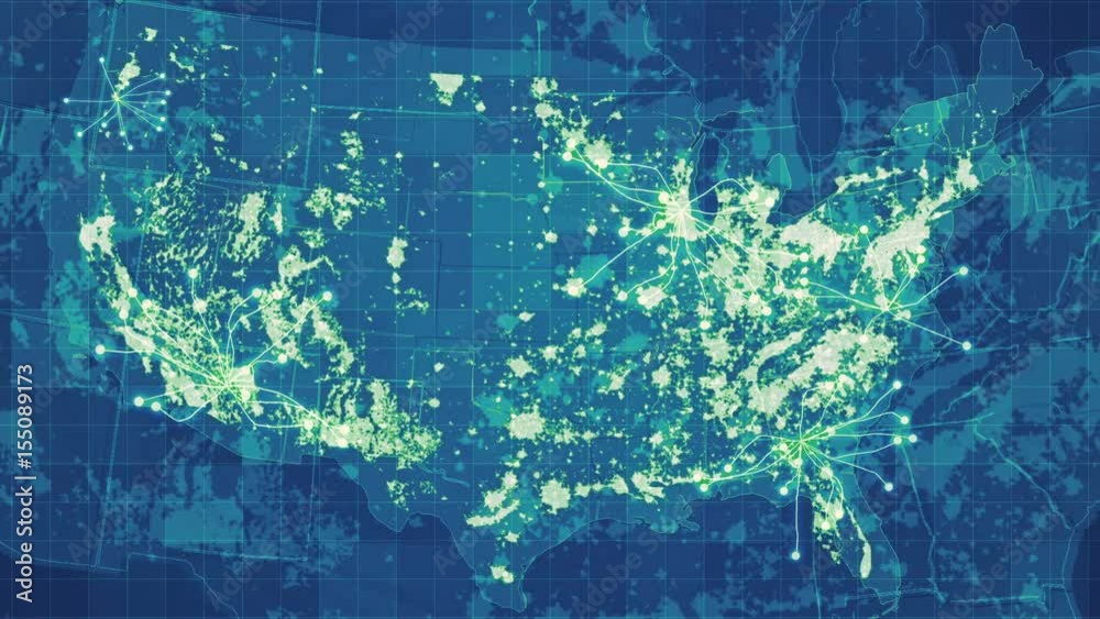 Green USA Map Network Rollback. Animated USA map with grid,animated ...