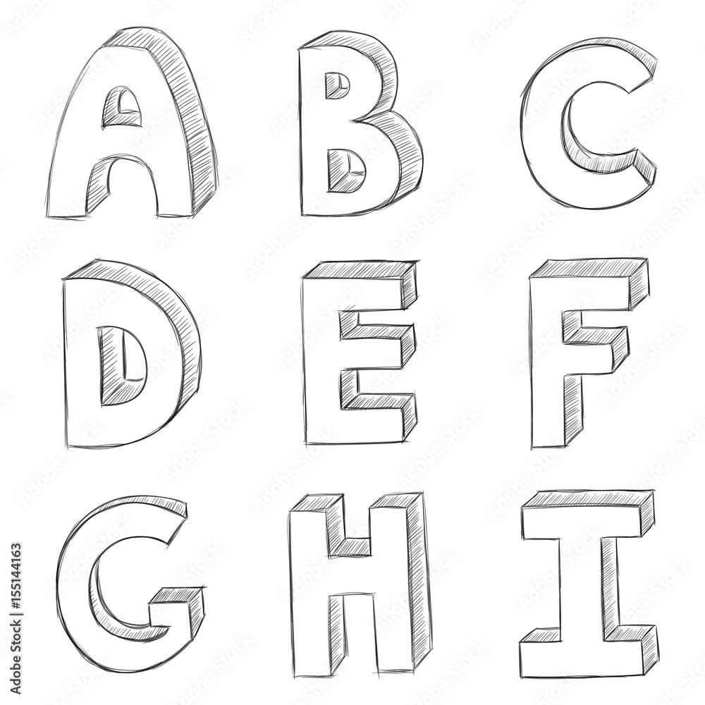 Hand drawing vector letters, alphabet. Stock Vector | Adobe Stock