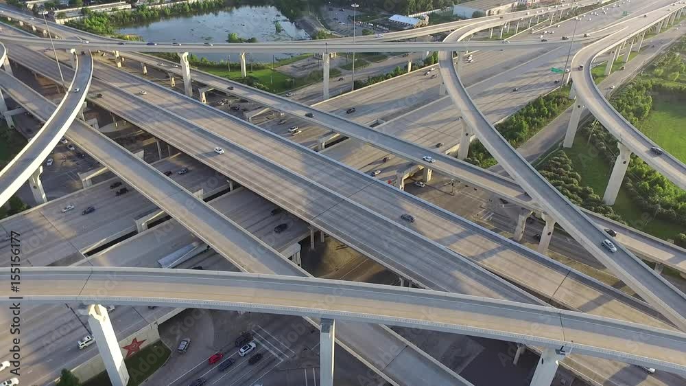 Video „Aerial view massive highway intersection, stack interchange with ...