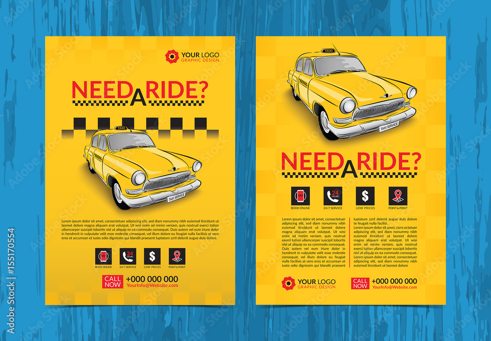 Taxi Service Flyer Layout 2 Stock Template | Adobe Stock