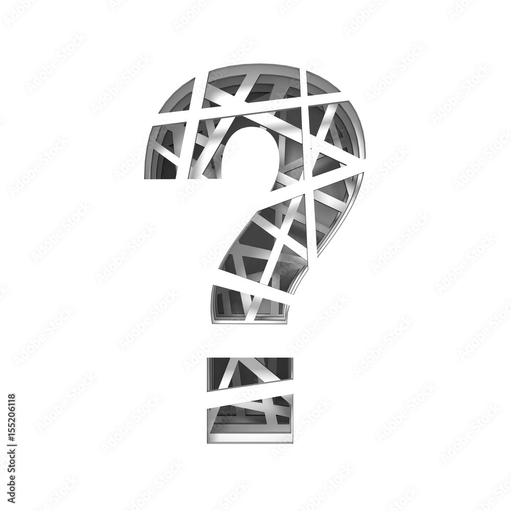 Paper cut out font QUESTION MARK 3D Stock Illustration | Adobe Stock