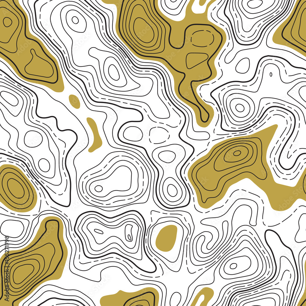 Seamless pattern. Fictional topo contour map design. Vector. Geography ...