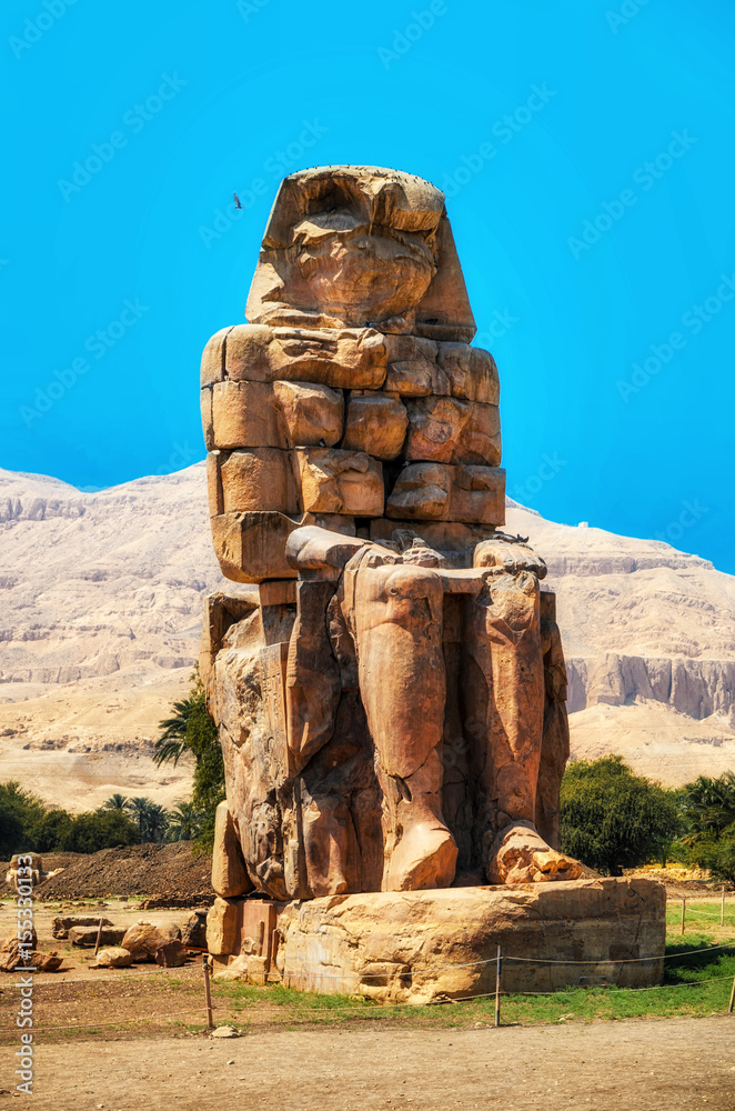Egypt. Luxor. The Colossi of Memnon - two massive stone statues of ...