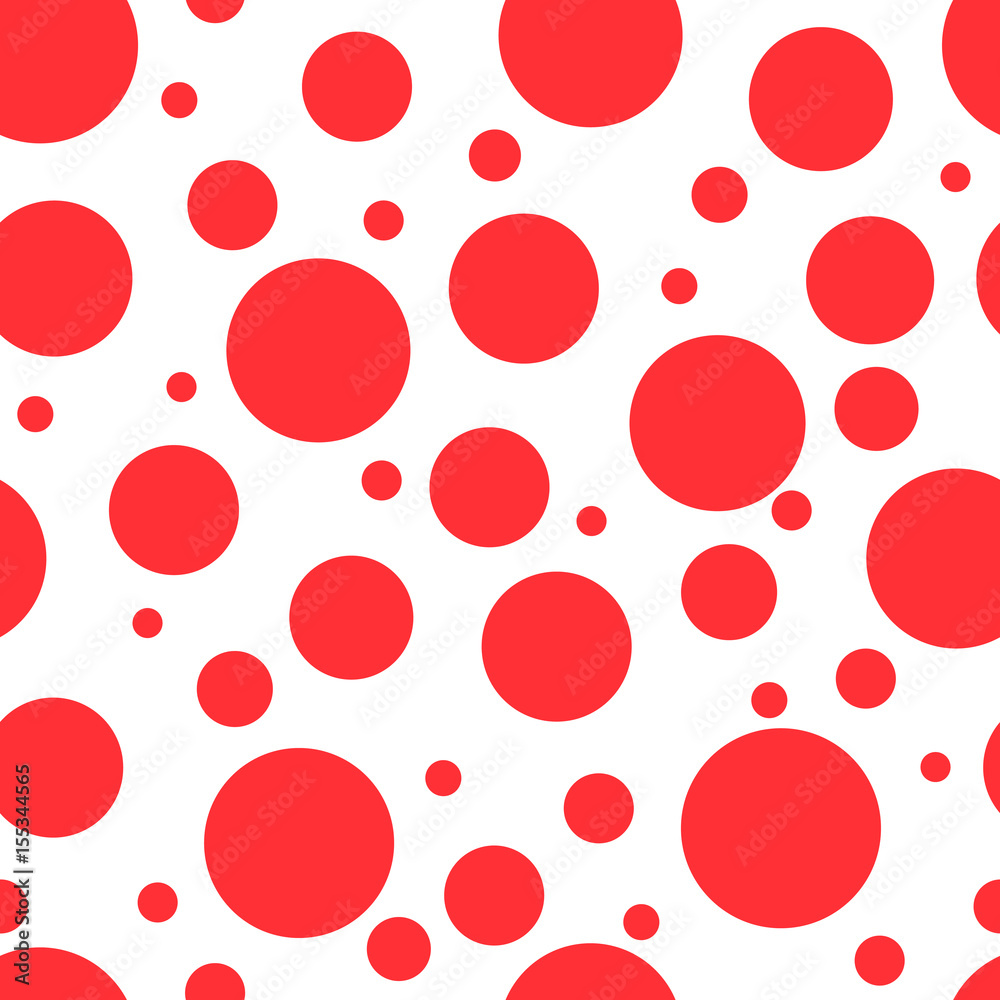 Red Circles of Different Sizes on White Background, Seamless Abstract ...