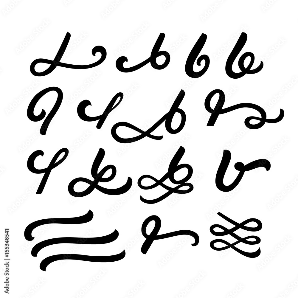 Set of hand written lettering underlines and flourish for your ...