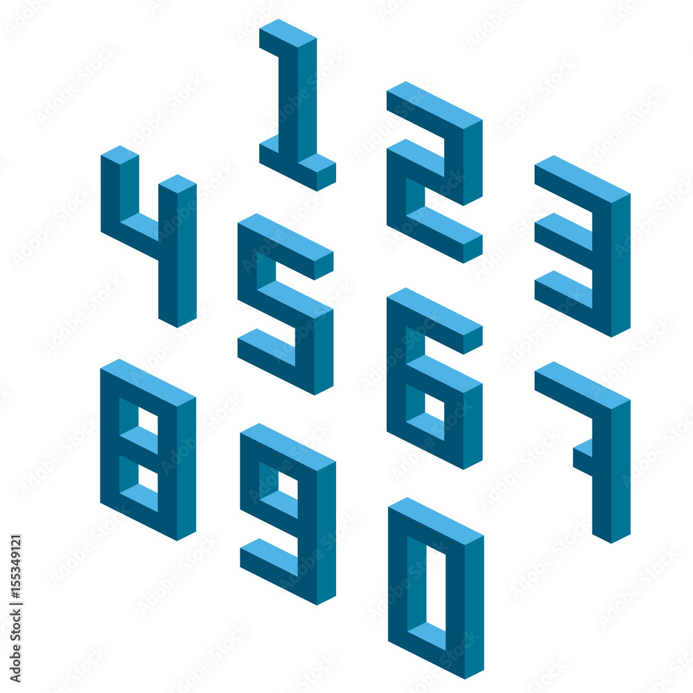 Collection of the isometric numbers, isometric grid 26.57 degree Stock ...