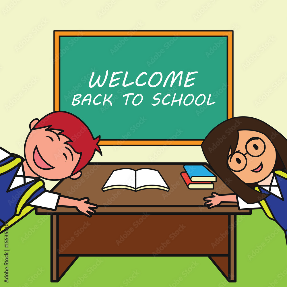 welcome back to school cartoon concept. vector illustration Stock ...