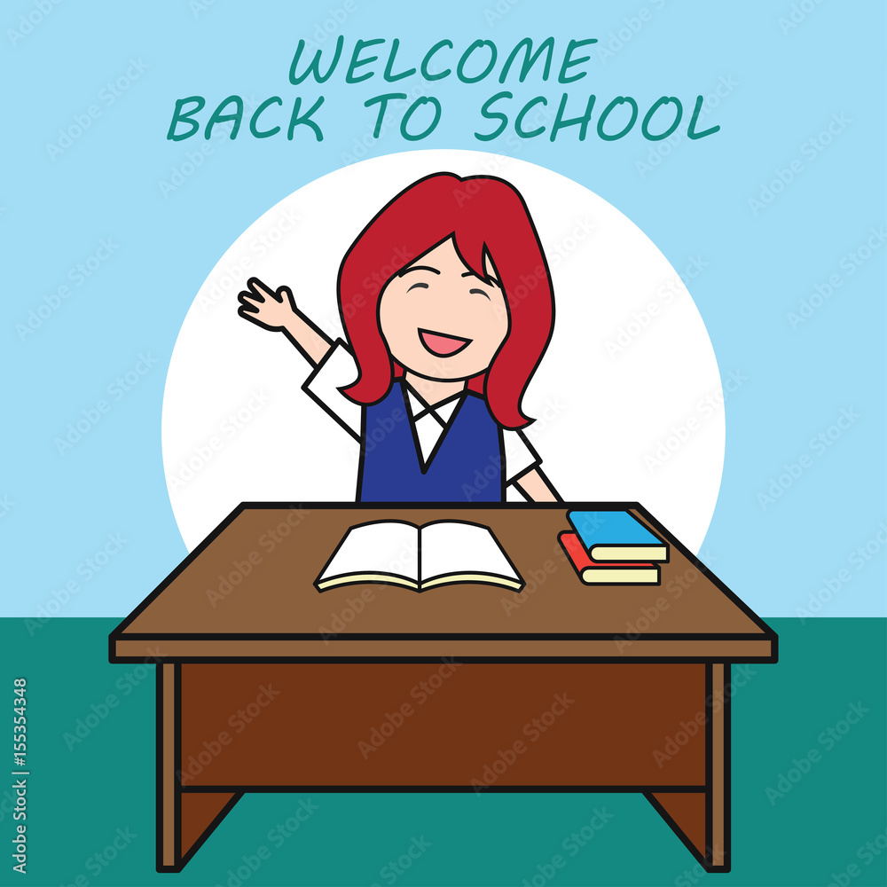 welcome back to school cartoon concept. vector illustration Stock ...