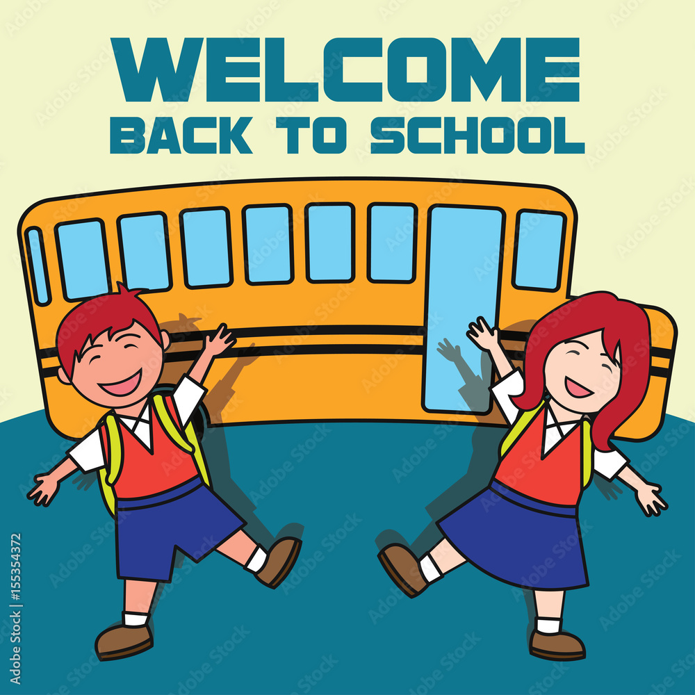 welcome back to school cartoon concept. vector illustration Stock ...
